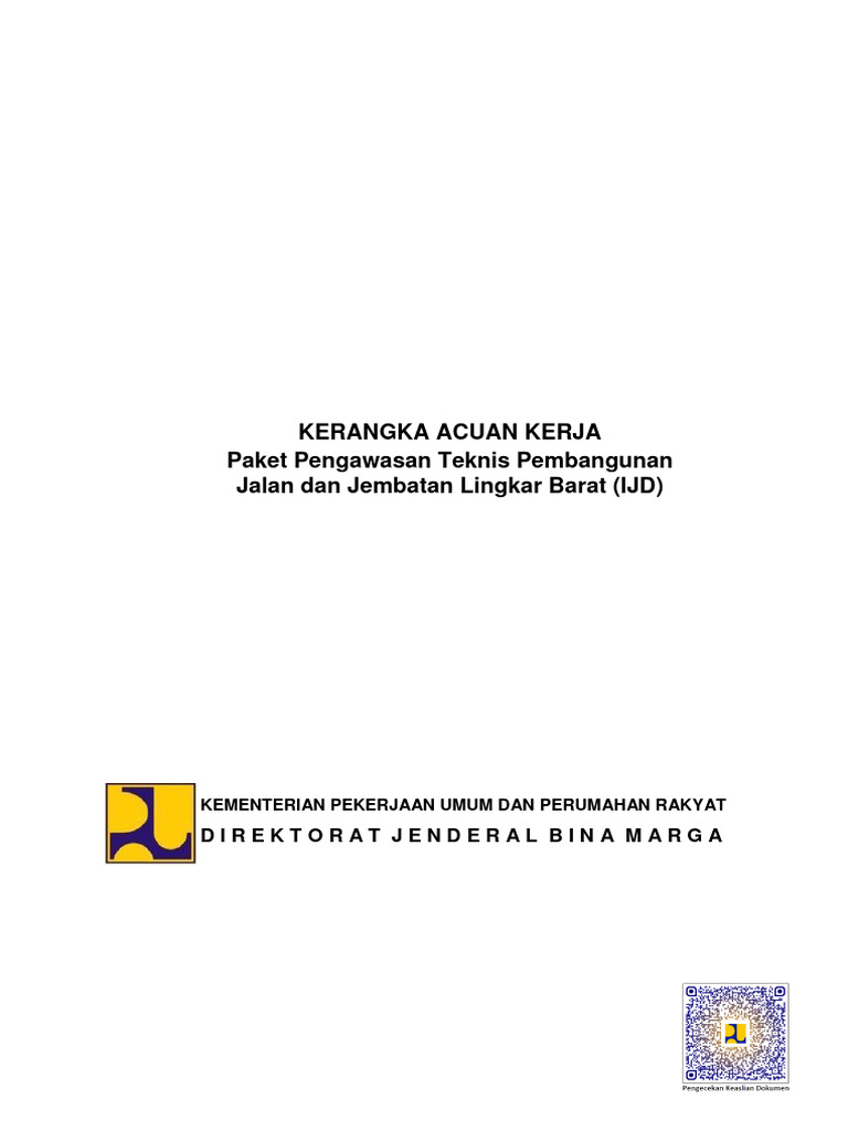 KAK Paket Pengawasan Teknis Pembangunan Jalan Dan Jembatan Lingkar Barat 241023 | PDF