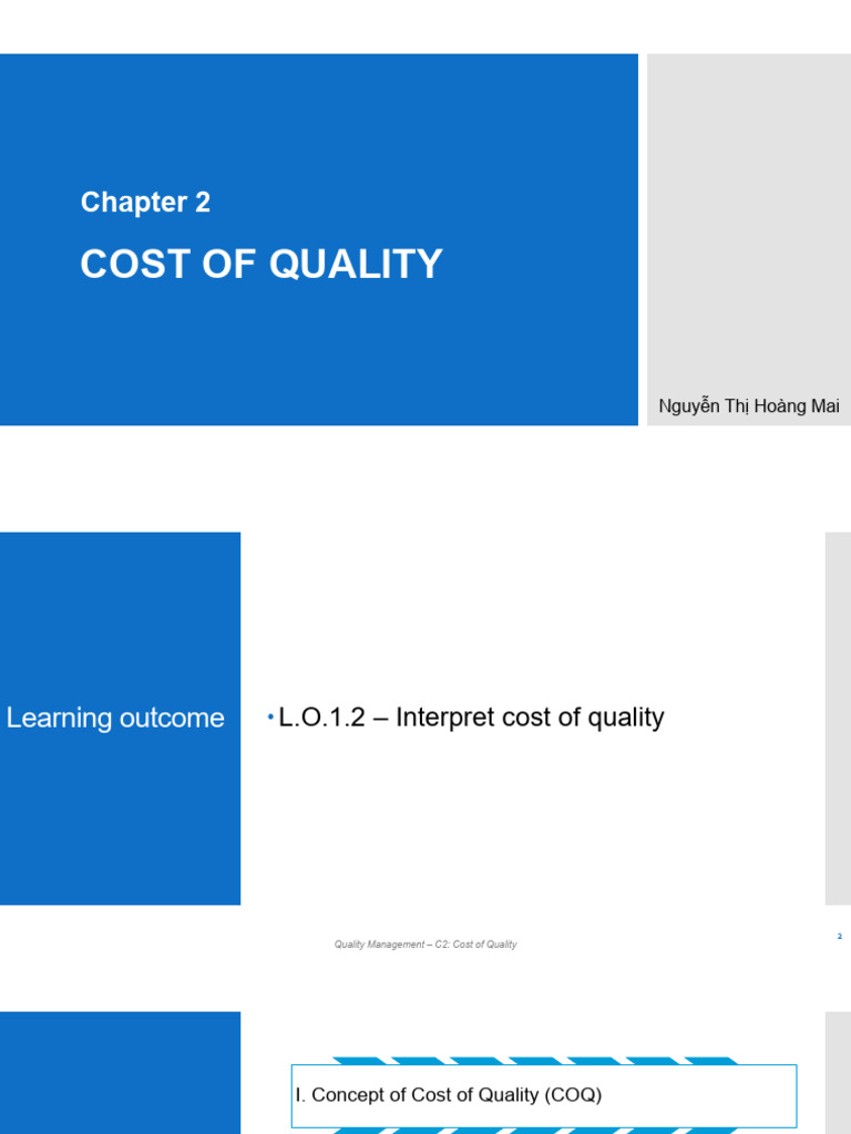 Chapter 2 - COQ - BKeL | PDF | Cost | Quality Management