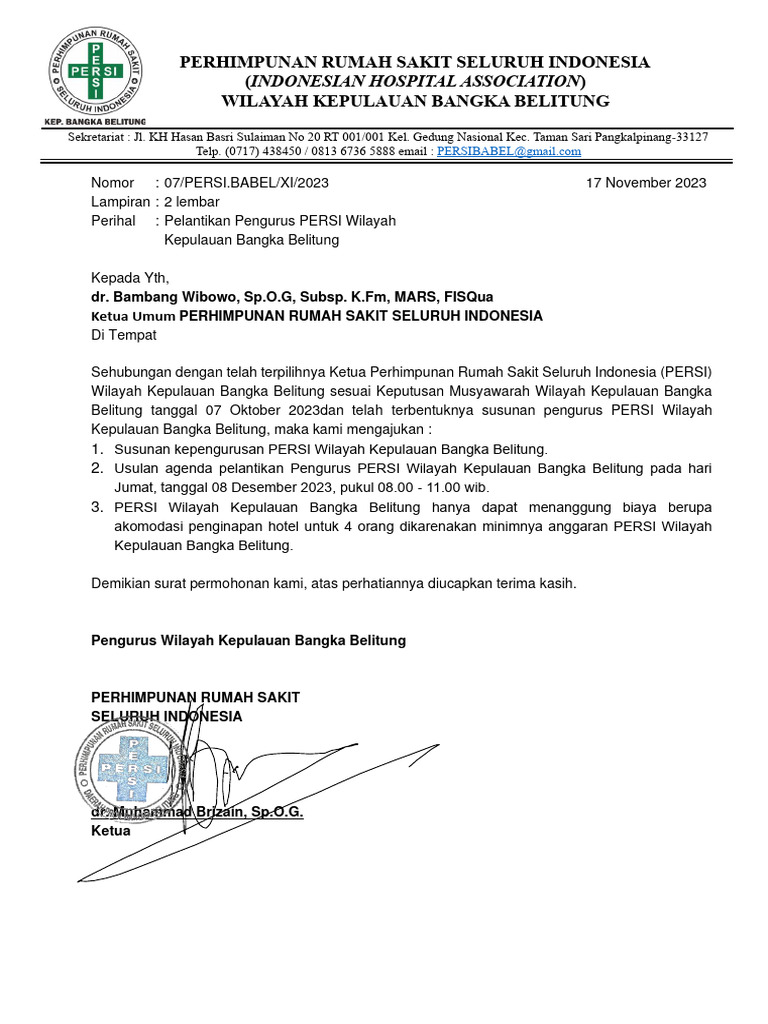 Surat Permohonan Pelantikan - Fix | PDF