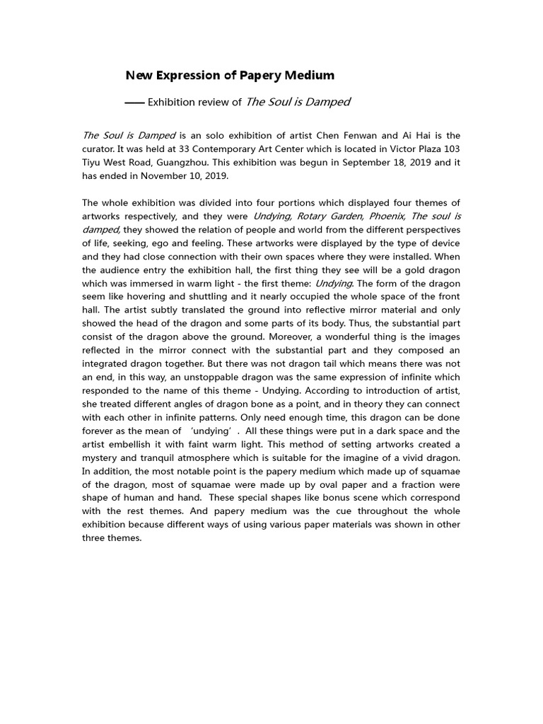 New Expression of Papery Medium-Goldsmith Writing Sample | PDF ...