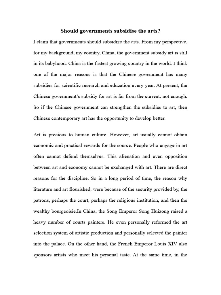 Should Governments Subsidise The Arts | PDF | China | World Politics