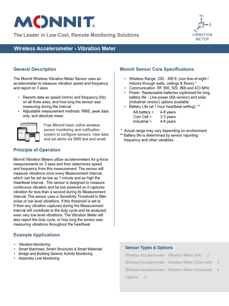 MDS 056 Accelerometer Vibration Meter Data Sheet | PDF | Accelerometer ...