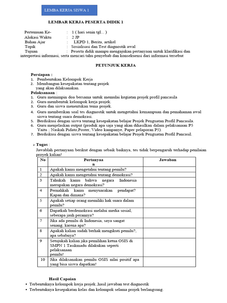 LKPD Demokrasi | PDF | Karier & Perkembangan