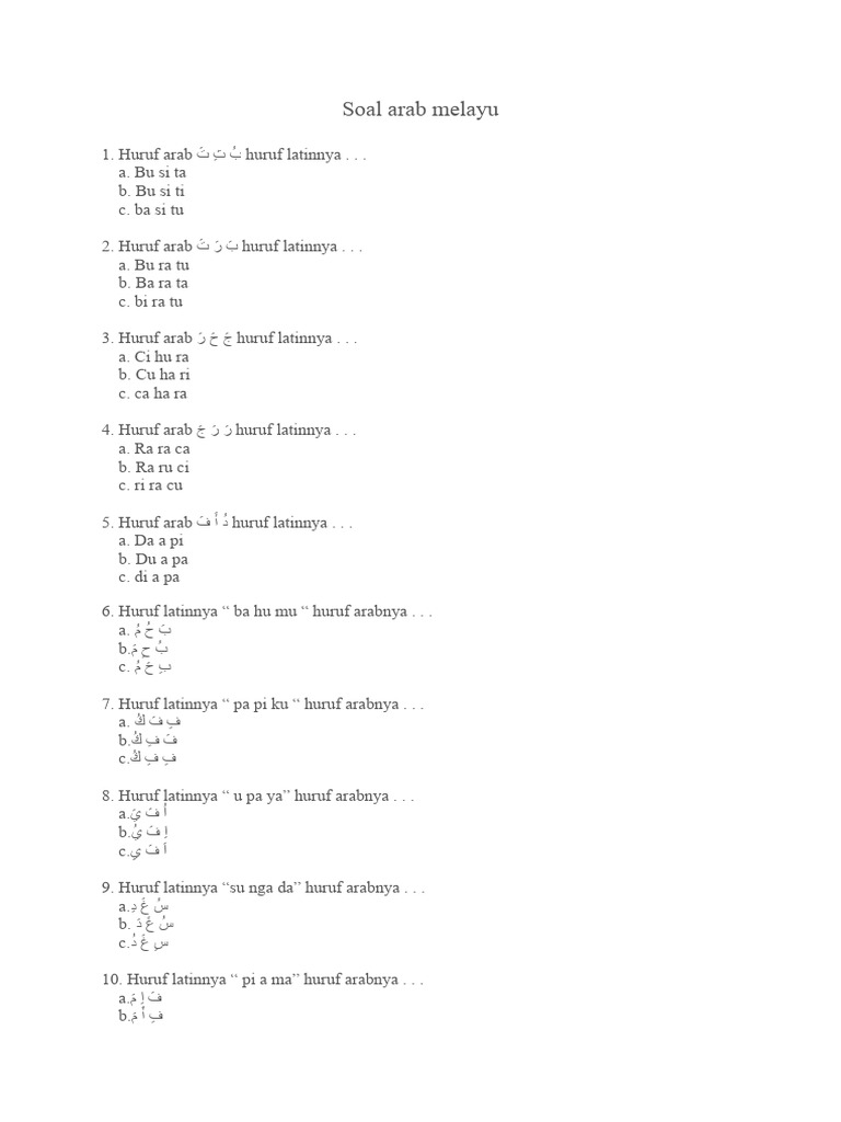 Soal Arab Melayu | PDF
