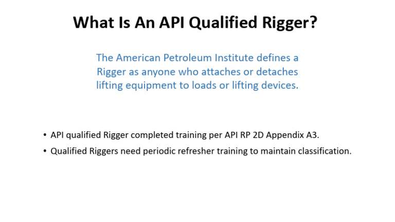API Qualified Rigger Overview | PDF | Business | Computers