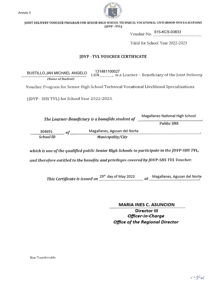 JDVP ANNEX 5 MNHS CSS Ci | PDF