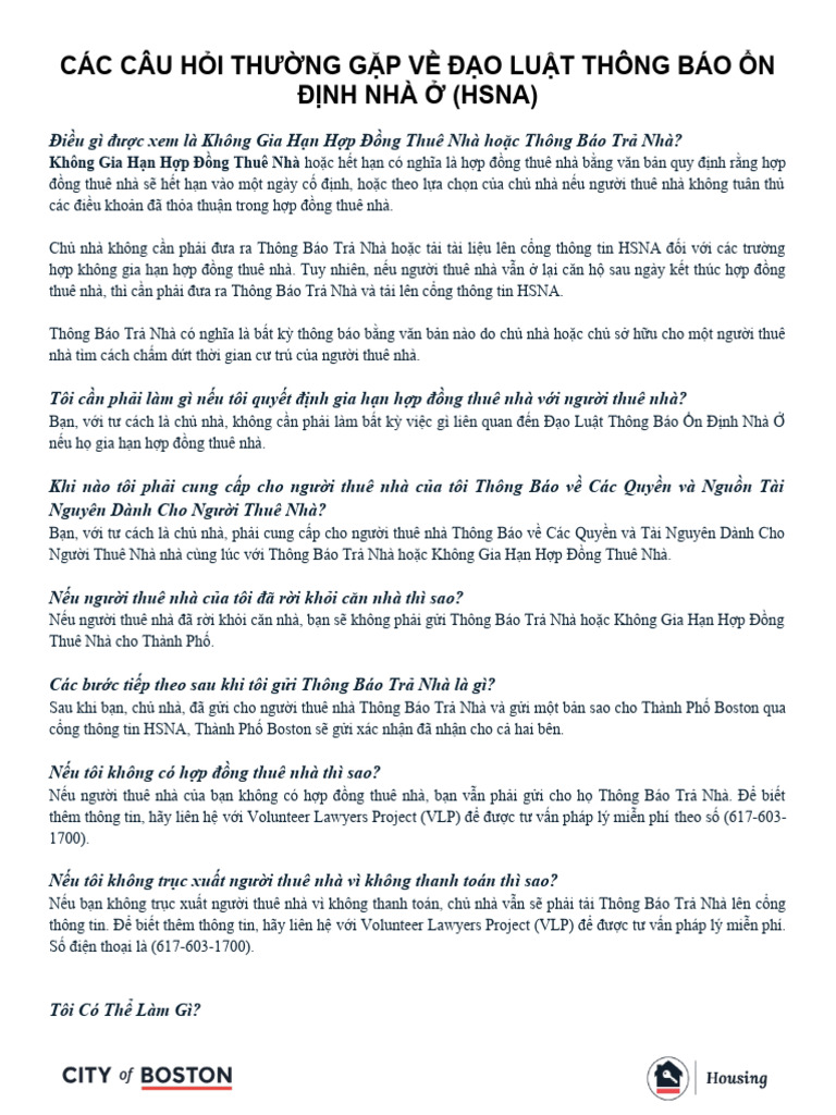 HSNA Landlord FAQ | PDF