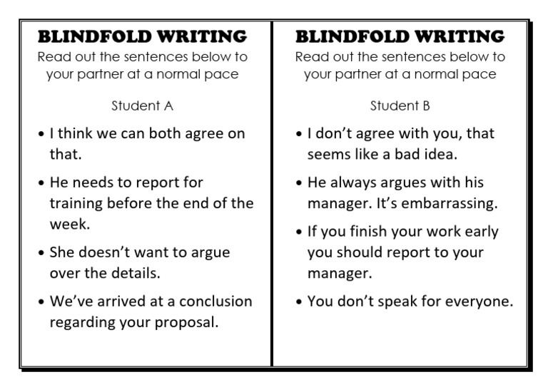 Blindfold Writing | PDF