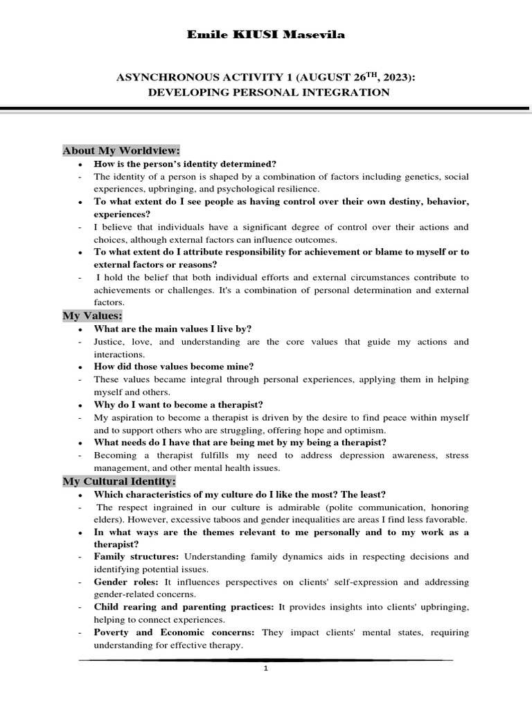 MAP 205 Asynchronous Activity 1 | PDF | Psychotherapy | Psychology