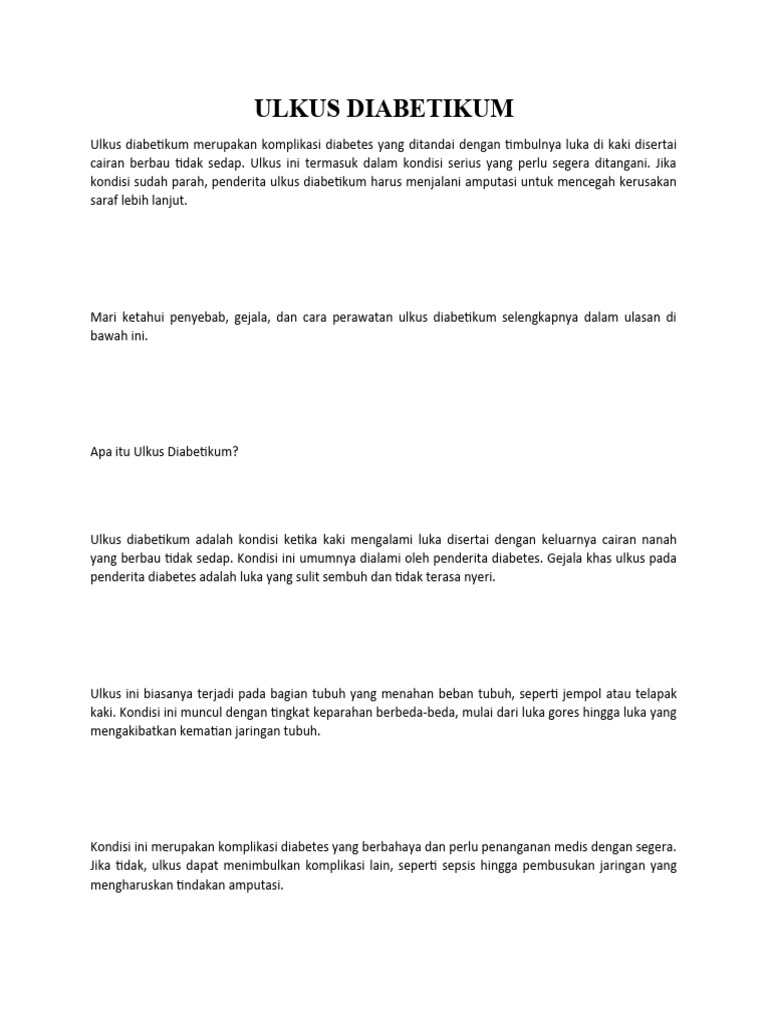 Ulkus Diabetikum | PDF | Sains & Matematika