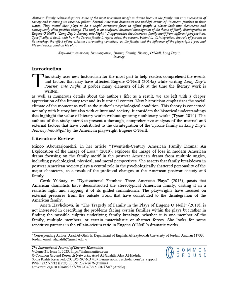 Family Disintegration in Long Day S Journey Into Night | PDF