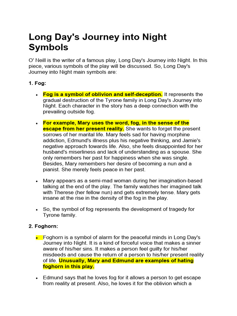 Long Day's Journey Into Night Symbols | PDF