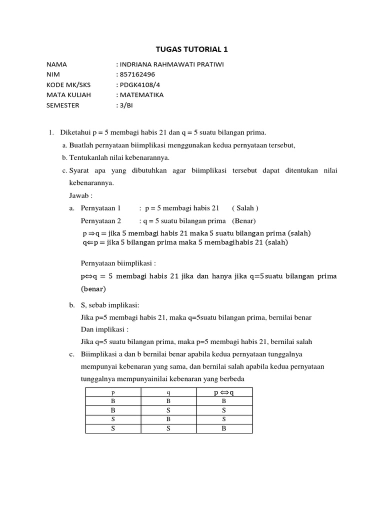 TT1 Matematika | PDF | Metode & Bahan Ajar
