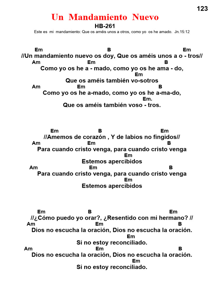 Letra Y Acordes De Un Mandamiento Nuevo Pdf