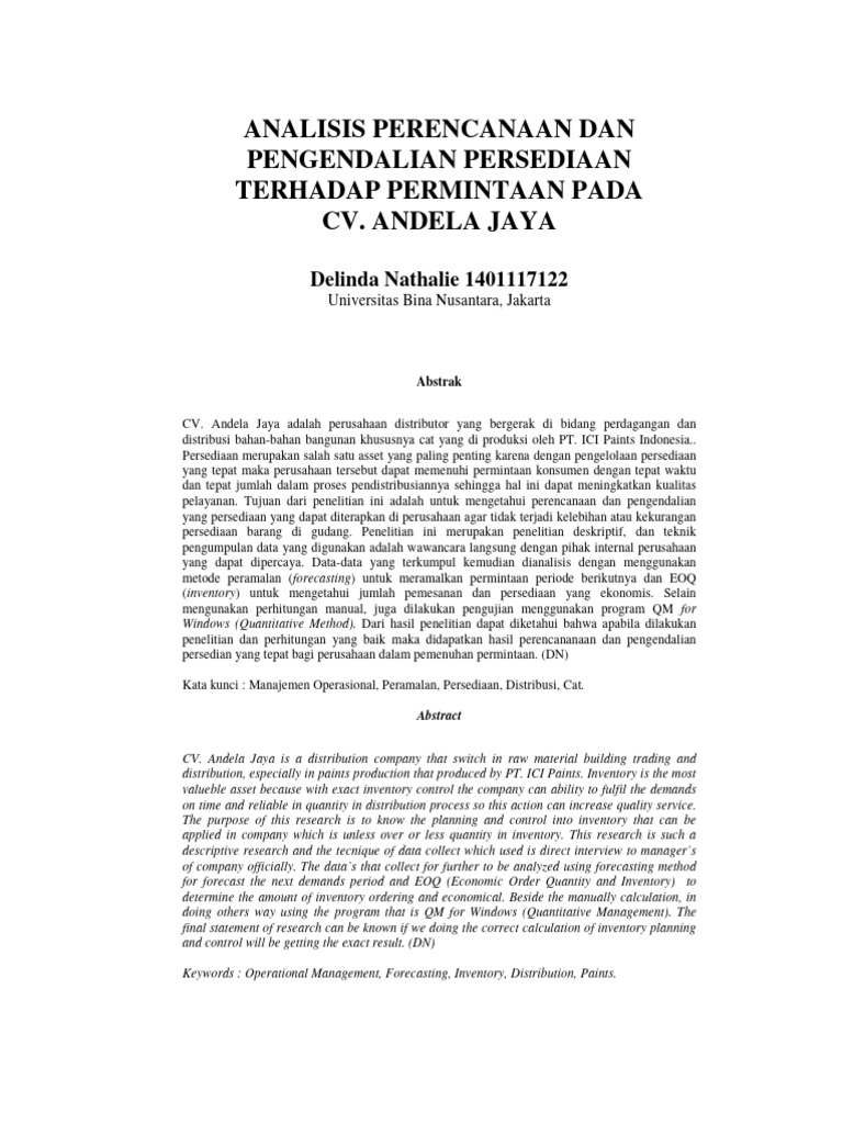 Analisis Perencanaan Dan Pengendalian Persediaan | PDF | Bisnis