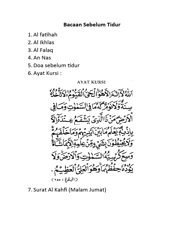 Bacaan Doa dan Surat Sebelum Tidur | PDF