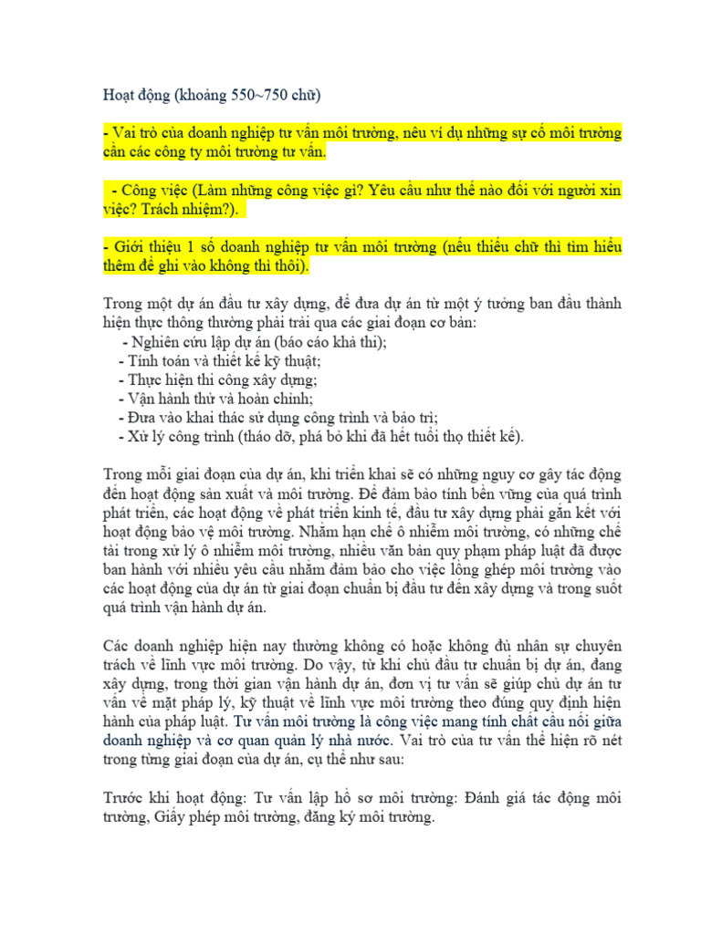 Tu Van Ho So Moi Truong | PDF