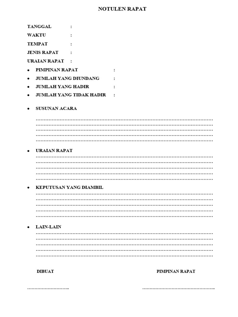 Contoh Notulen Rapat | PDF