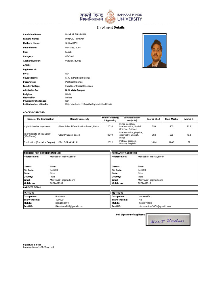 Banaras Hindu University | PDF