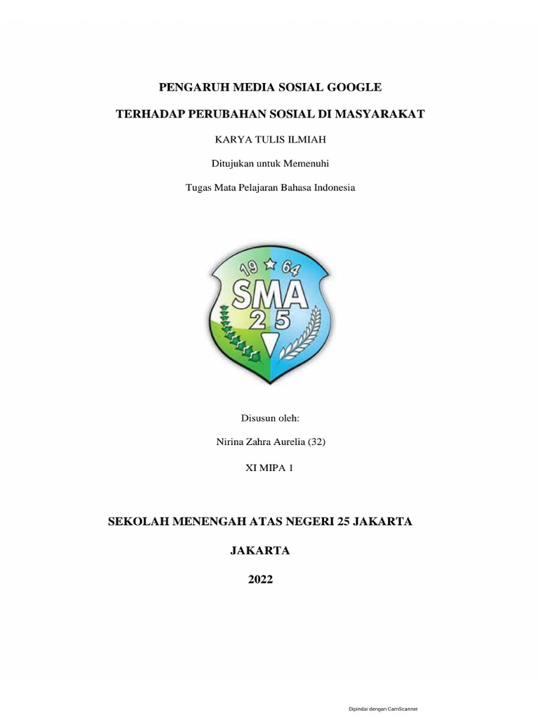 Karya Tulis Ilmiah - Nirina Zahra 11 Ipa 1 | PDF