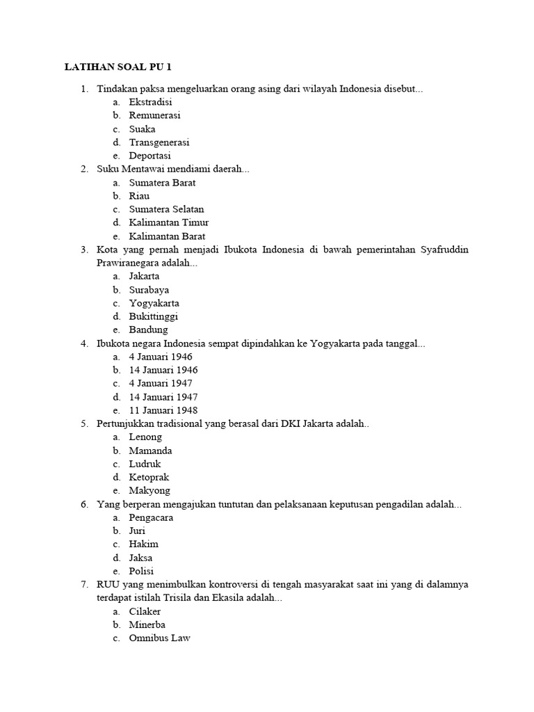 Latihan Soal PU 1 | PDF