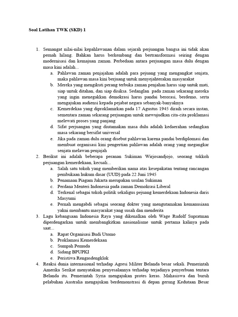 Soal Latihan TWK SKD 1 | PDF | Politik