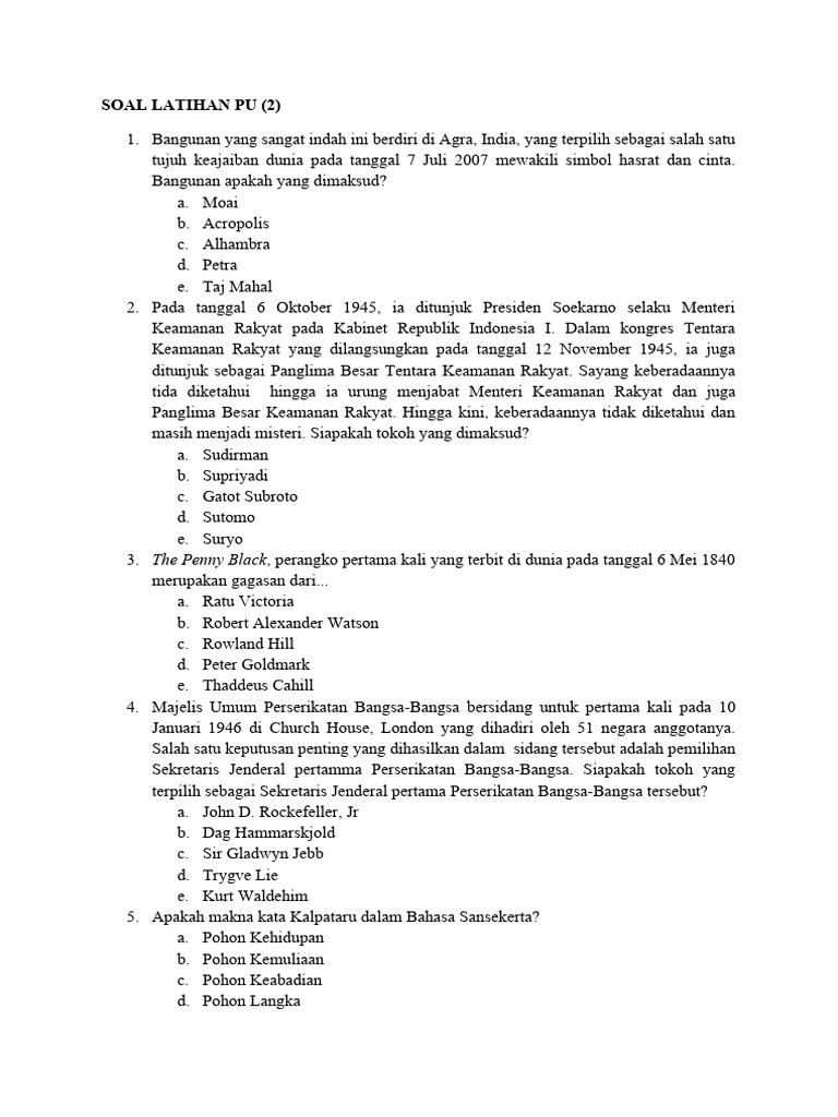 Latihan Soal PU 2 | PDF