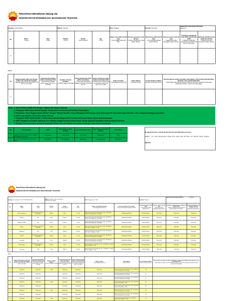 EBT Form For Vendor & Visitor | PDF