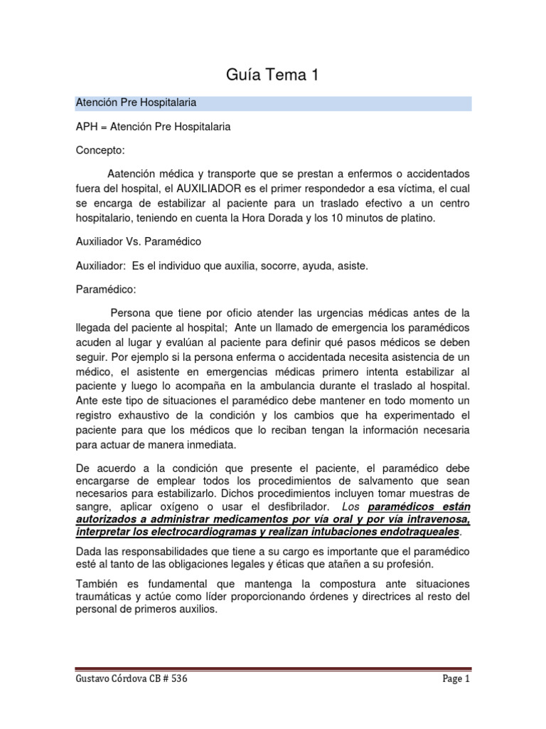 Guía Tema 1 | PDF | Paramédico | Hospital Guía Tema 1 | PDF | Paramédico | Hospital