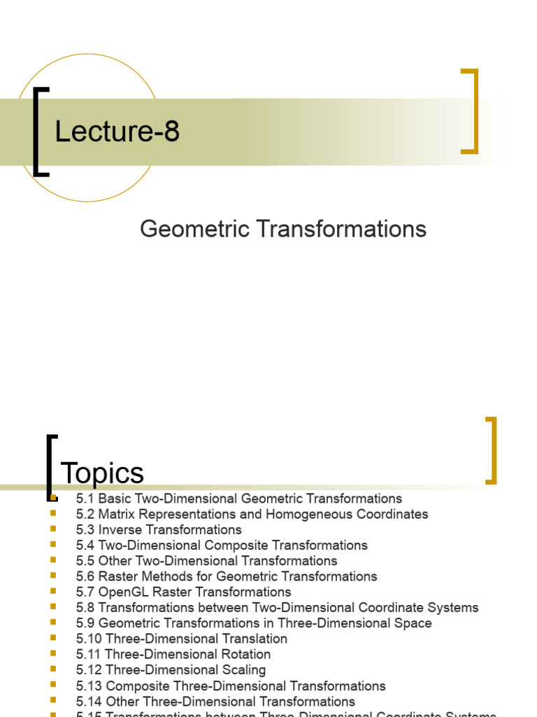 Lecture 8 Geometric Transformation Pdf 2 D Computer Graphics
