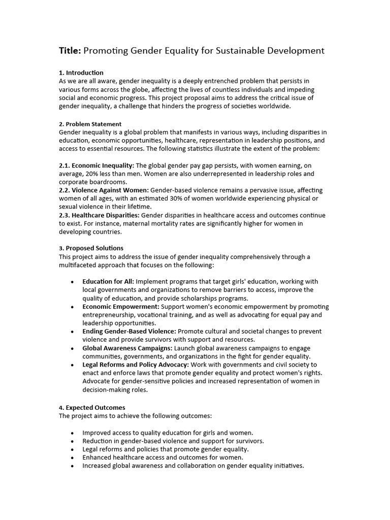 Project Proposal | Download Free PDF | Gender Inequality | Gender Studies