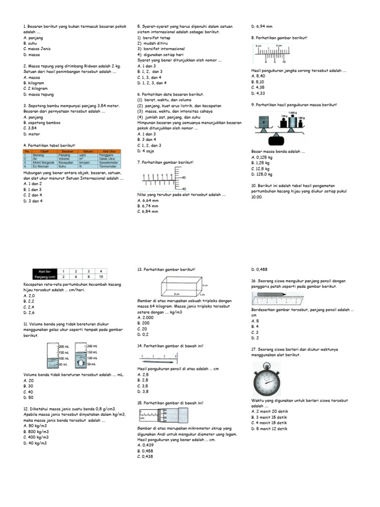 Lat. Soal Besaran Dan Pengukuran | PDF