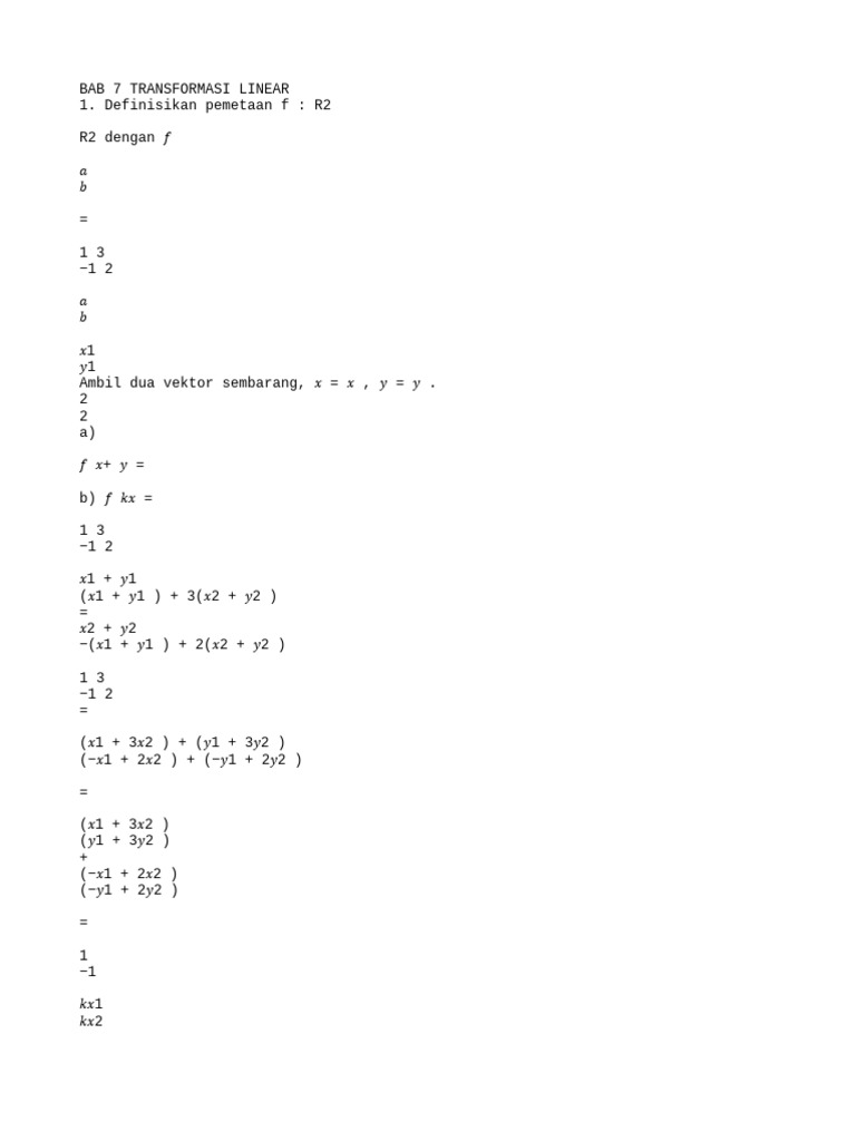 Bab 7 Soal Transformasi Linear | PDF | Metode & Bahan Ajar | Sains & Matematika