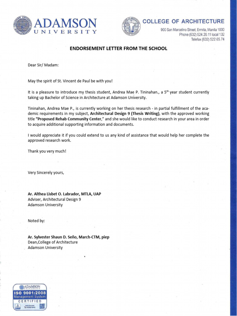 ENDORSEMENT LETTER - Rehab | PDF