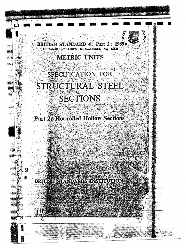 BS 4-Pt2 1969 Structural Steel Sections | PDF