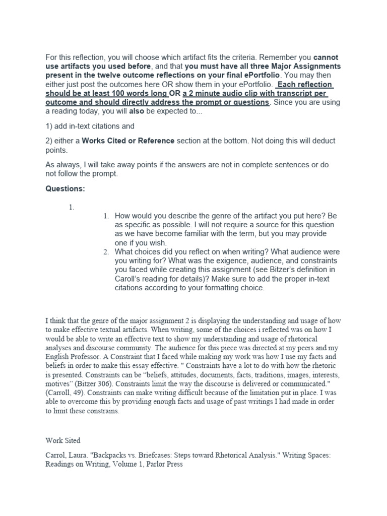 Outcome Reflection 10 | PDF | Cognition | Human Communication