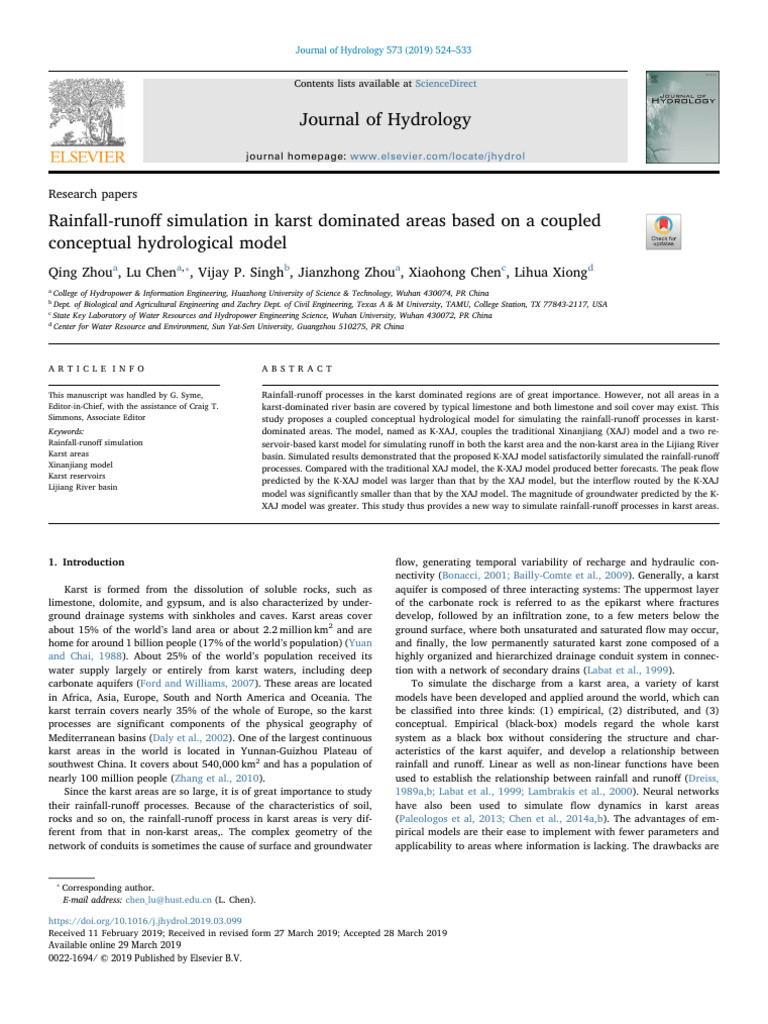 Rainfall-Runoff Simulation in Karst Dominated Areas Based On A Coupled ...