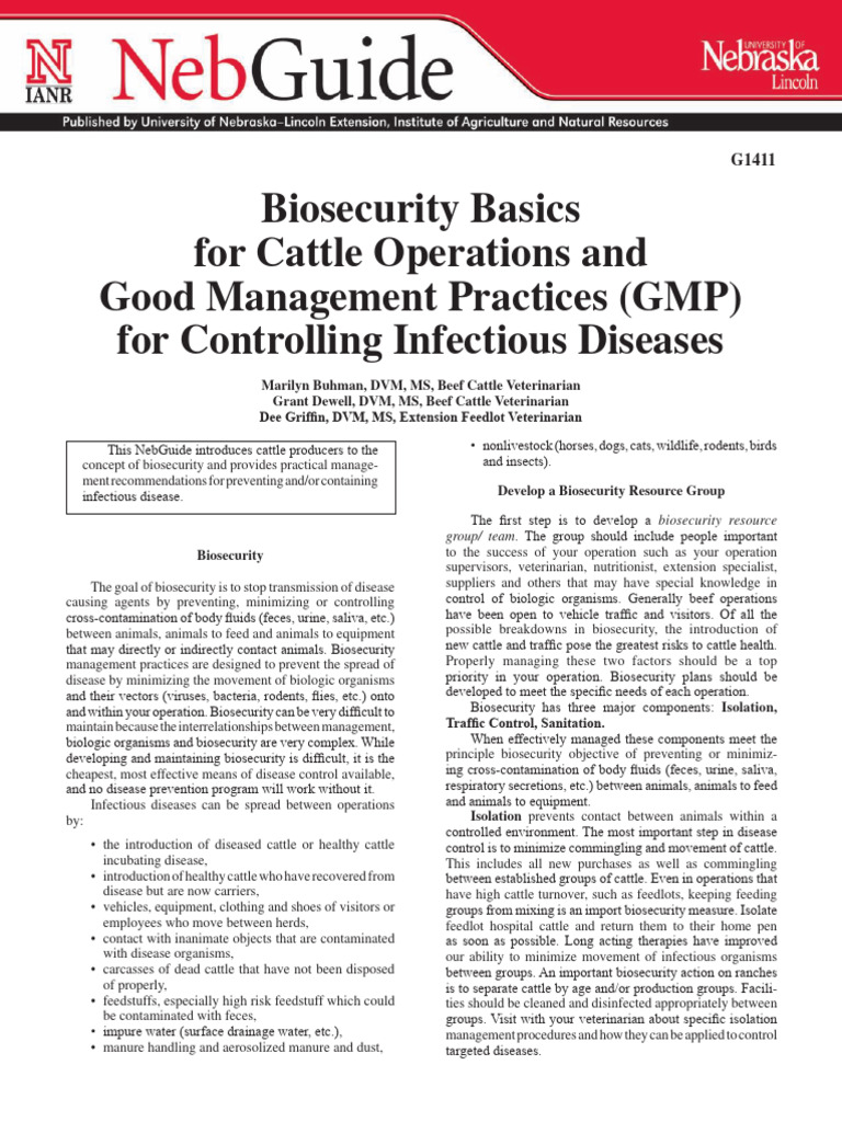 Biosecurity Basics For Cattle Operations and Good Management Practices ...