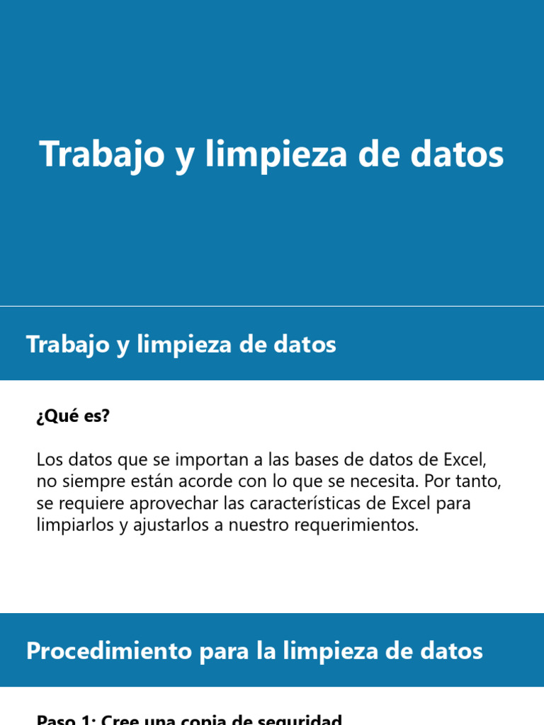 Presentación Principios de Limpieza de Datos | PDF | Microsoft Excel ...