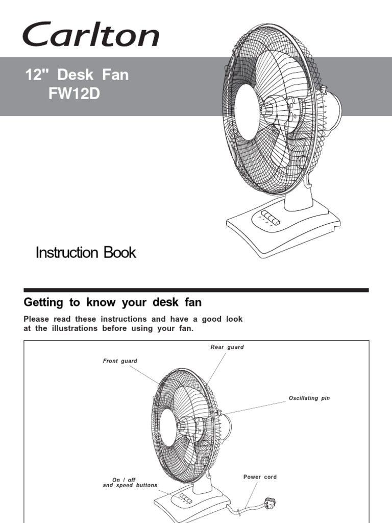 Desk Fan Assembly and Usage Guide | PDF | Ac Power Plugs And Sockets ...