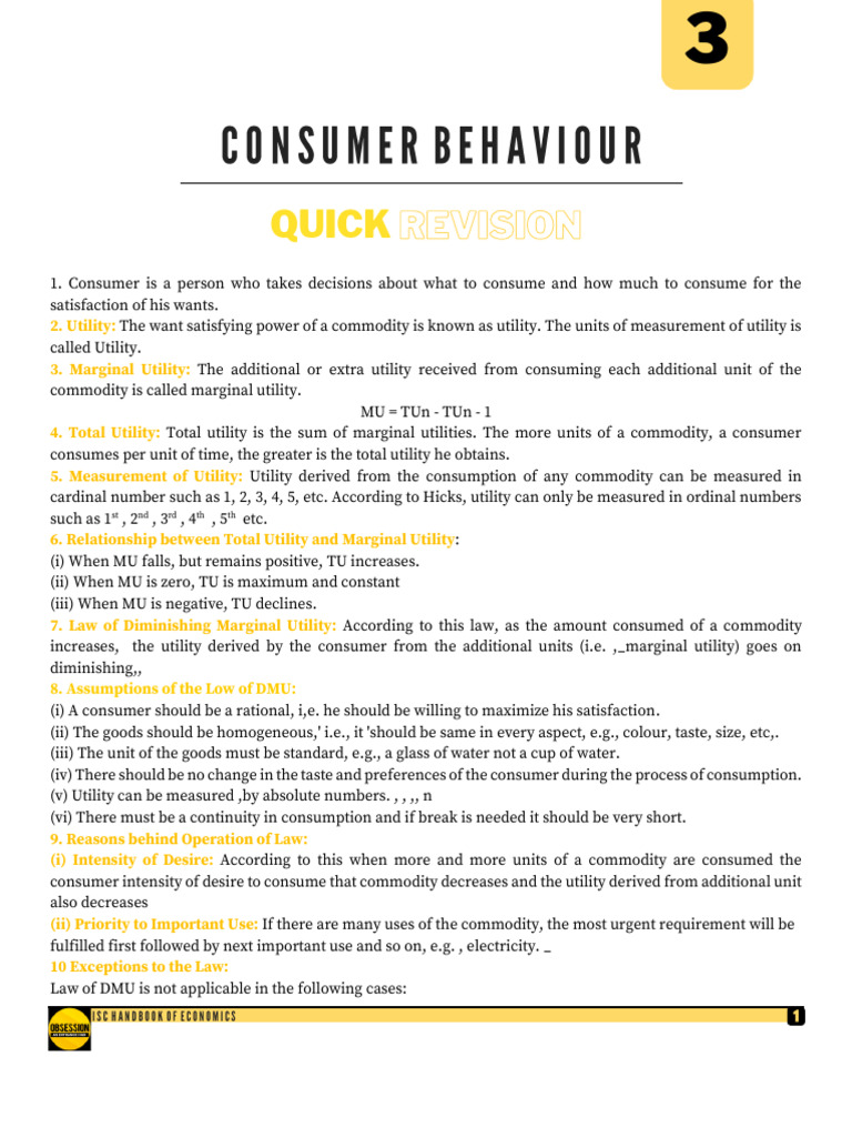 CONSUMER BEHAVIOUR - PDF Ffree | PDF | Utility | Marginal Utility