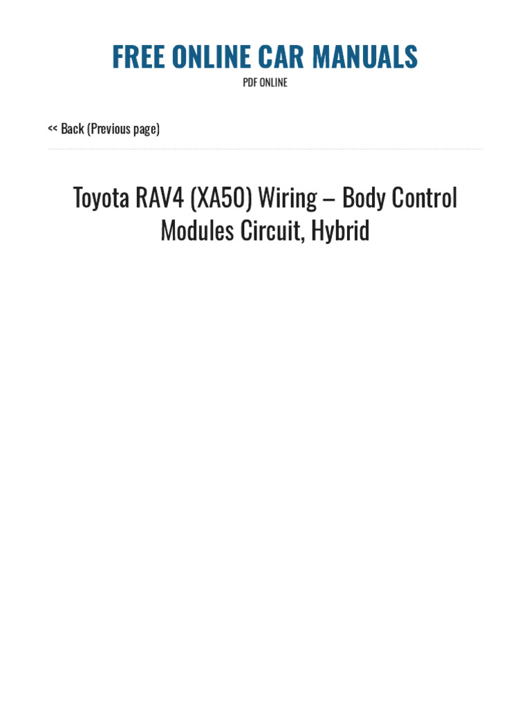 Toyota RAV4 (XA50) Wiring - Body Control Modules Circuit, Hybrid | PDF