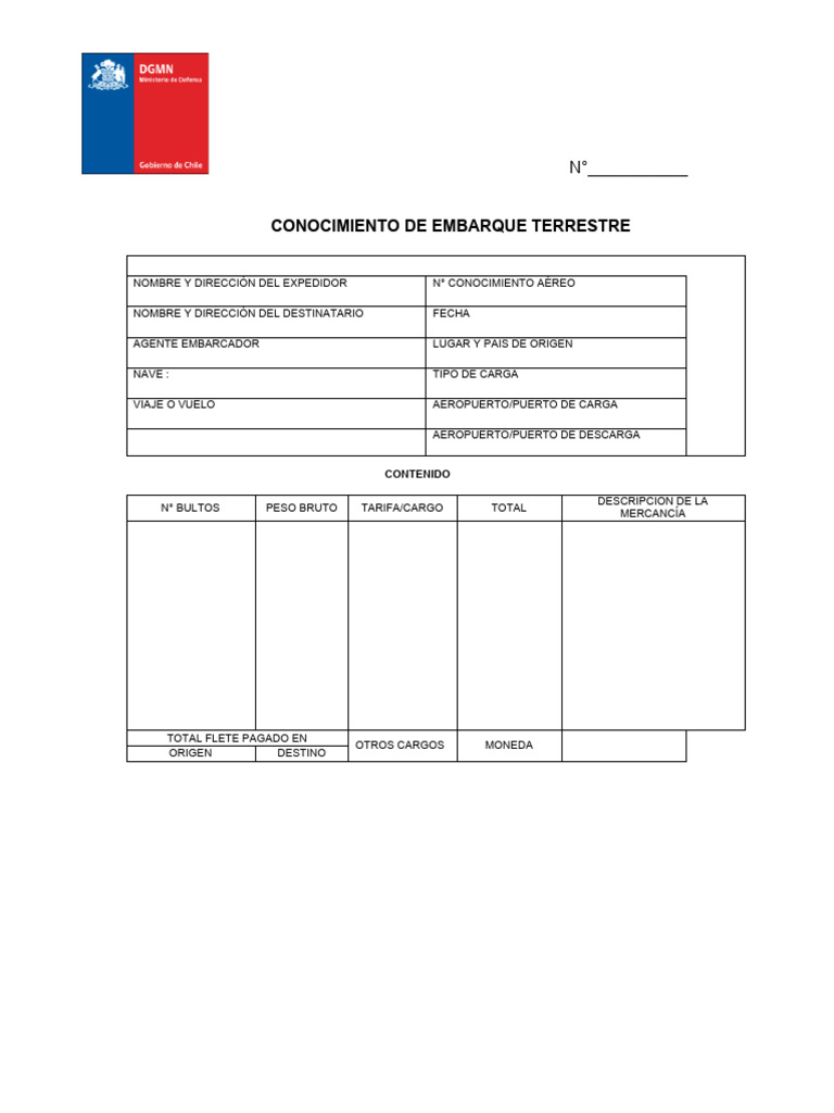 Conocimiento de Embarque Terrestre | PDF