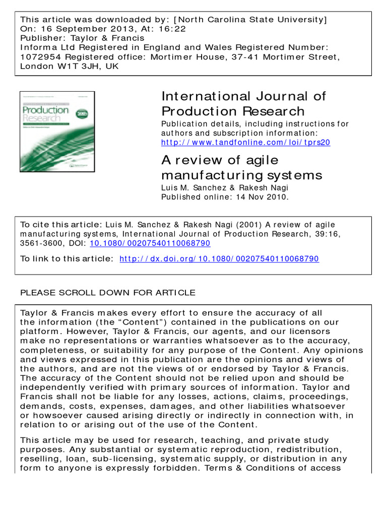 A Review of Agile Manufacturing Systems | PDF | Design | Computer Programming