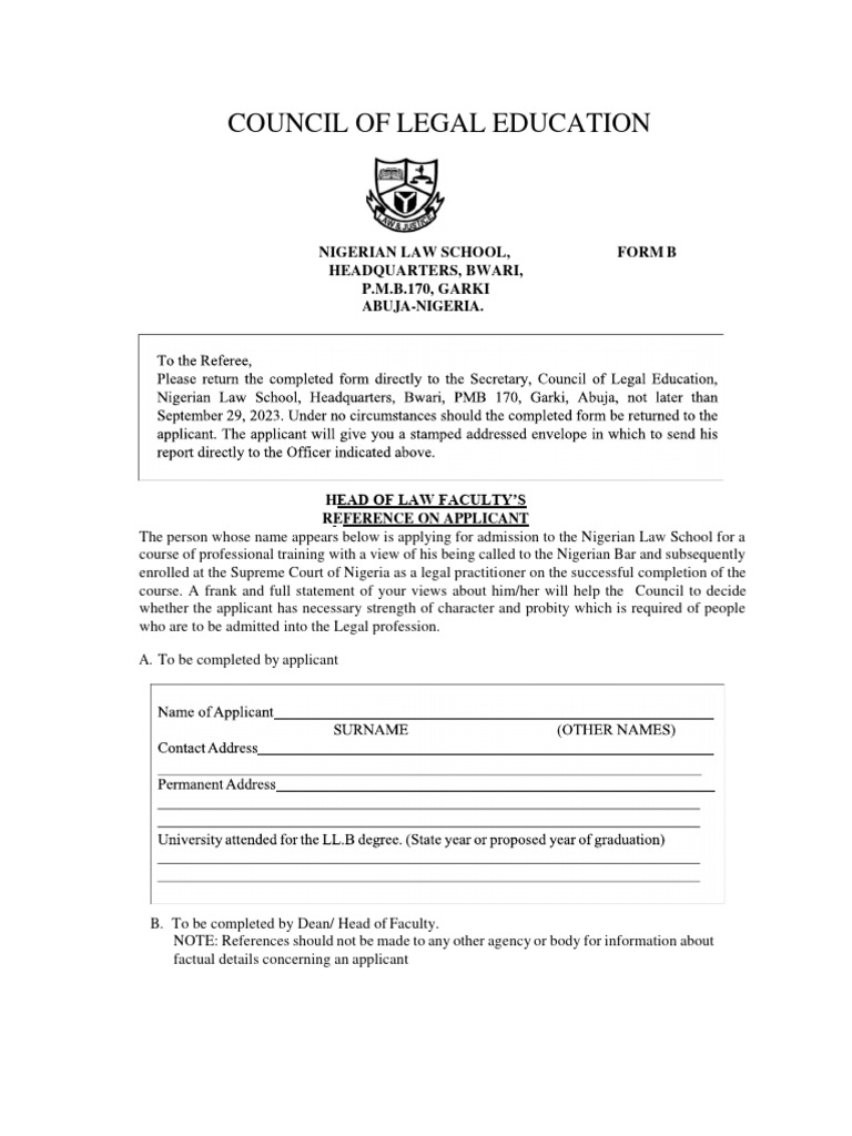 Form B | PDF | Legal Education | Public Law