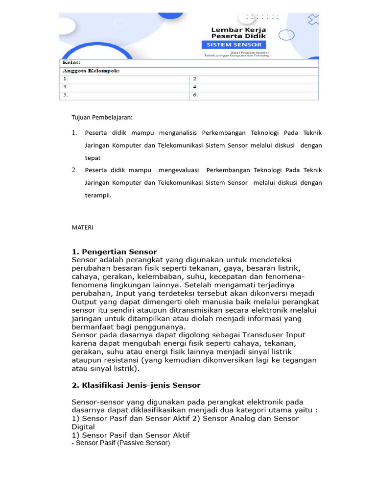 Sensor dan Aplikasinya | PDF | Teknologi & Rekayasa