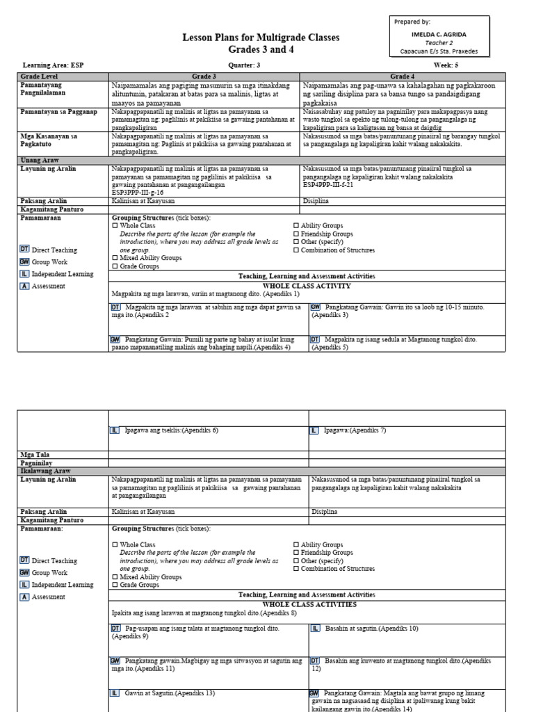 Esp34 Q3 W5 Imeldacagrida | PDF