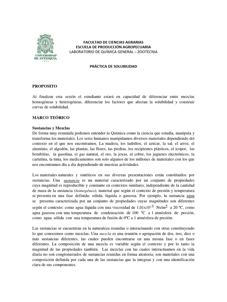 (Zoo 551) Practica 5 - Solubilidad | PDF | Solubilidad | Coloide (Zoo 551) Practica 5 - Solubilidad | PDF | Solubilidad | Coloide