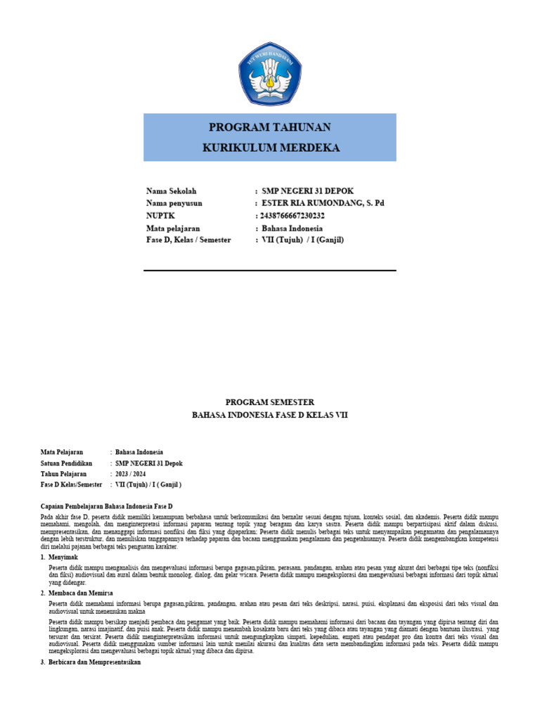 Promes Kurikulum Merdeka | PDF