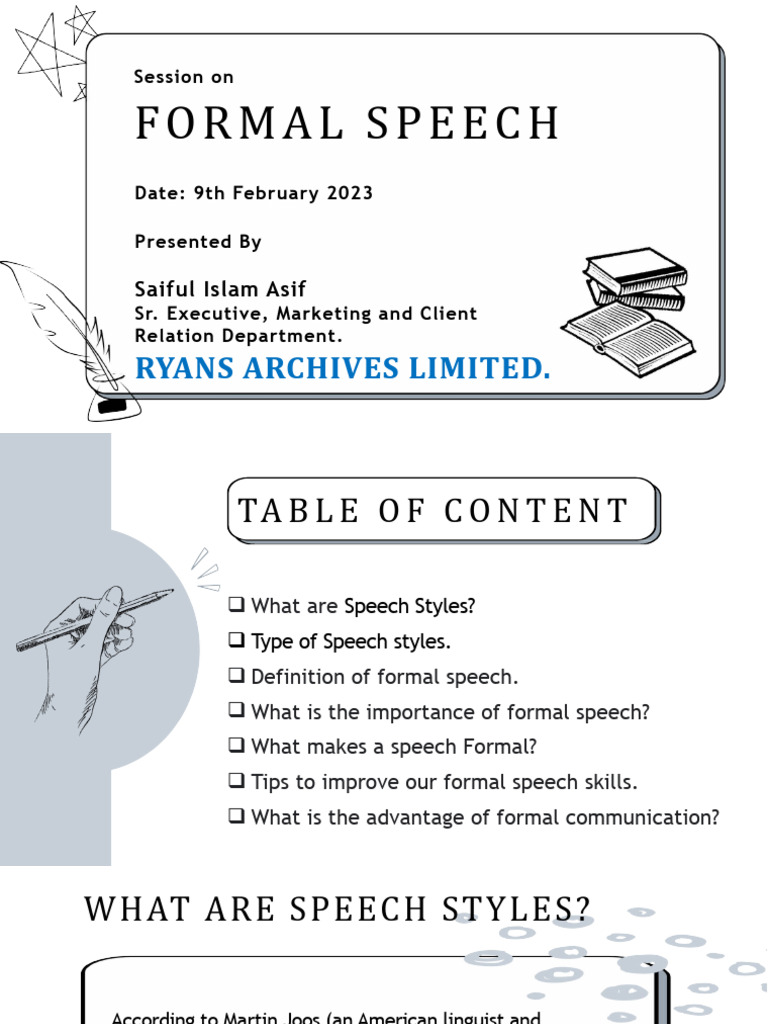 Presentation On Formal Speech | PDF | Communication | Body Language